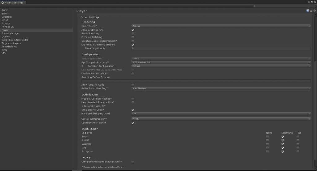unity settings | Sliced Bread Animation